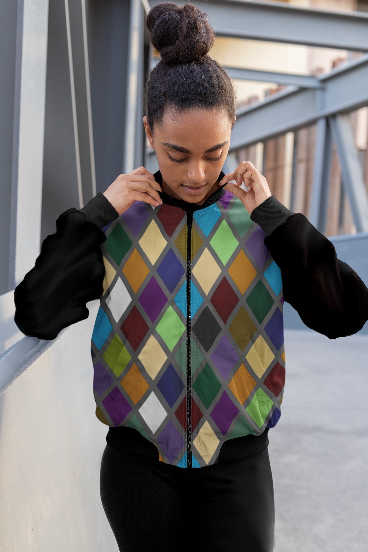 "The Harlequin" Unisex Bomber Jacket – Atelier Ambereena Razvi